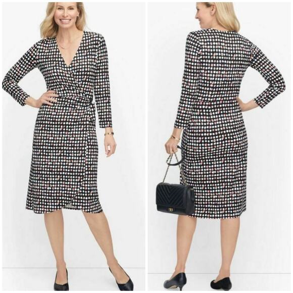 Talbots | Dresses | Nwt Talbots Knit Jersey Polka Dot Faux Wrap Dress ...